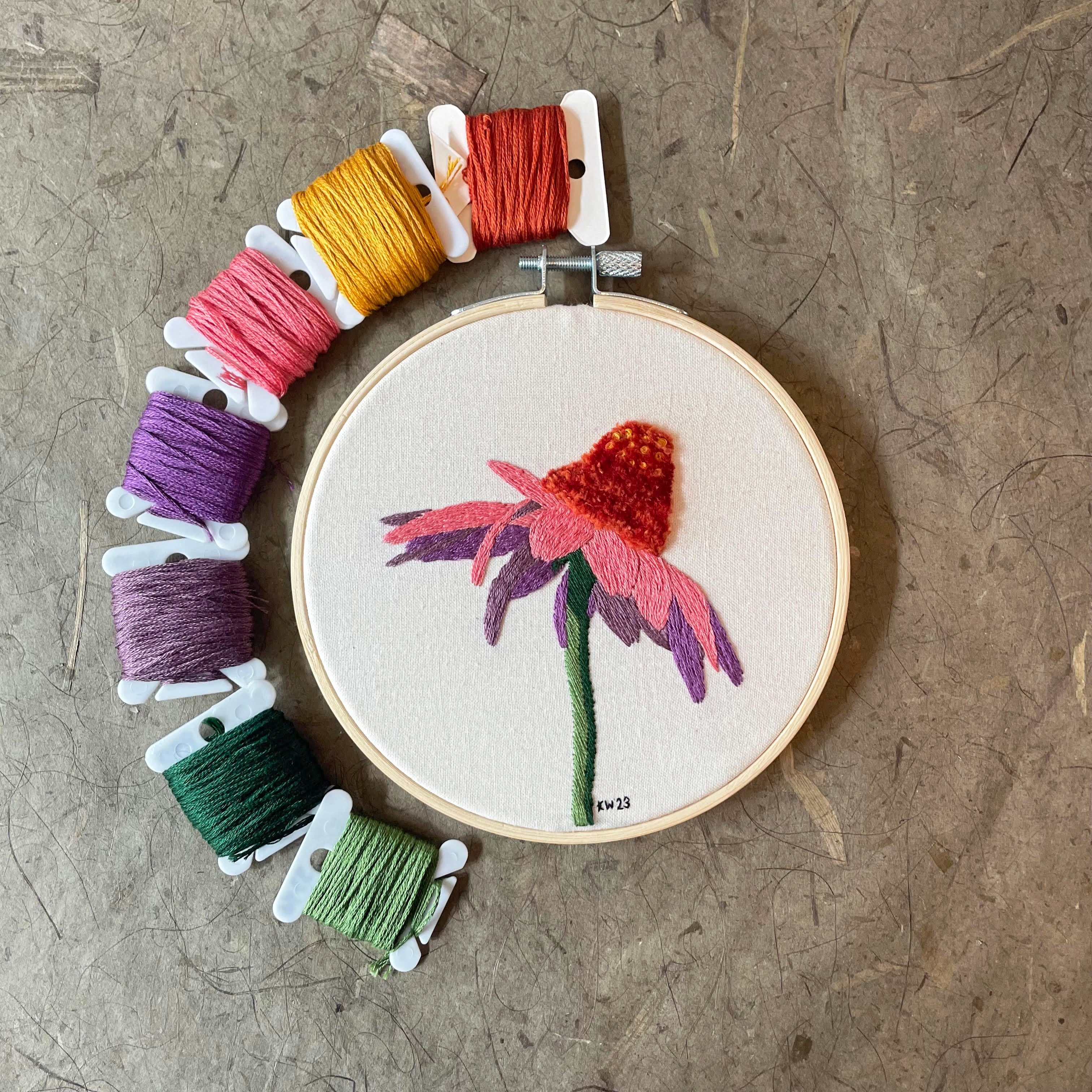 Coneflower Embroidery Kit | Kate Wyatt | Fine Art