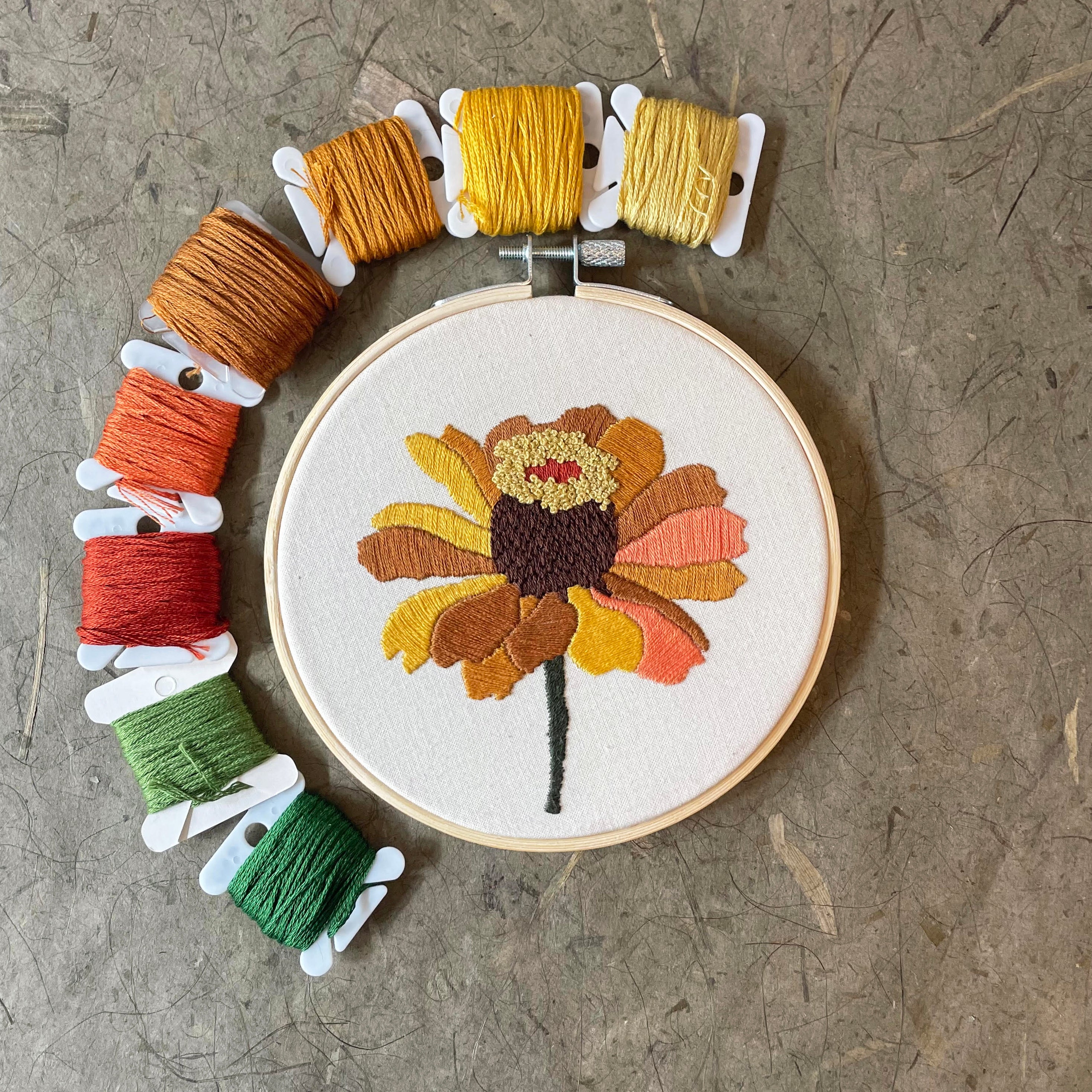 Zinnia No. 1 Embroidery Kit | Kate Wyatt | Fine Art