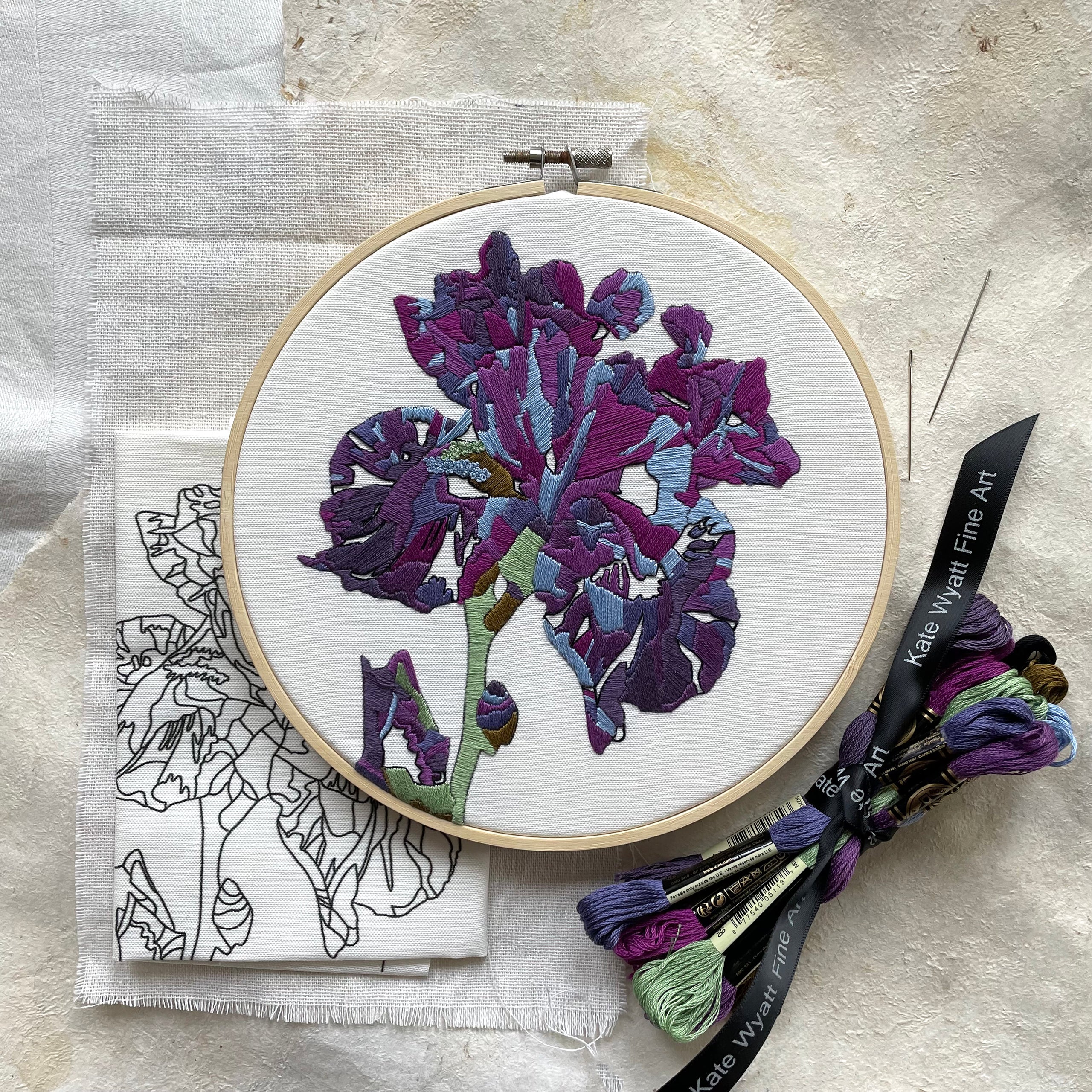 Iris Embroidery Kit | Kate Wyatt | Fine Art